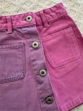 Bottoms | Twotone Pink Purple Buttonfront Skirt | Poshmark